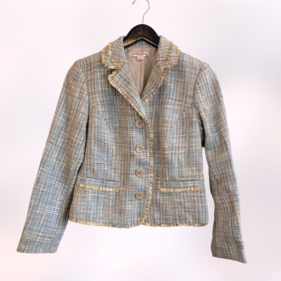 Pendleton | Jackets & Coats | Pendleton Pastel Tweed Fringe Trim Blazer ...
